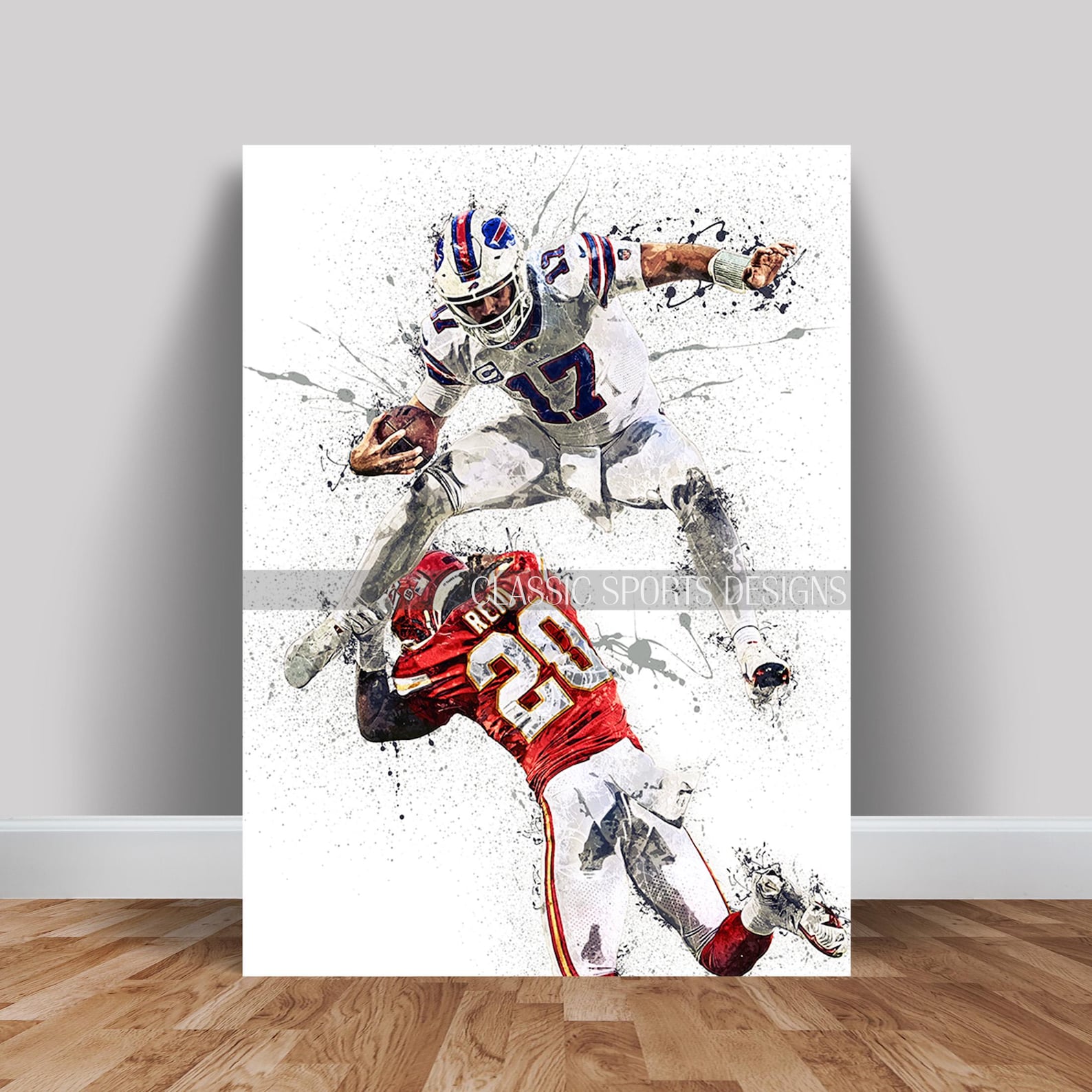 Josh Allen Poster, Buffalo Bills, Hurdles Justin Reid, Canvas Wrap ...