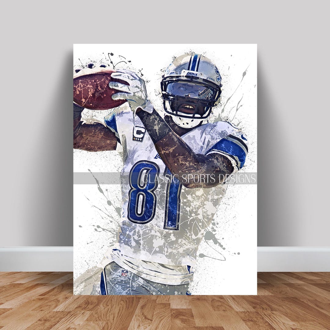 Calvin Johnson Poster, Detroit Lions, Megatron, Canvas Wrap, Wall Art ...