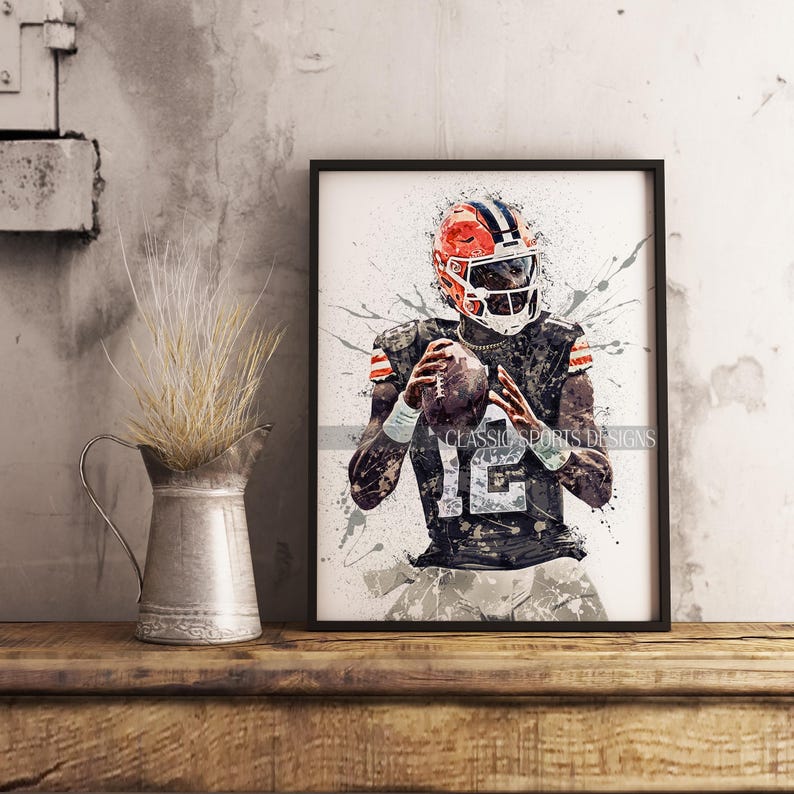 Shedeur Sanders Poster, Cleveland Browns, Canvas Wrap, Wall Art Print ...