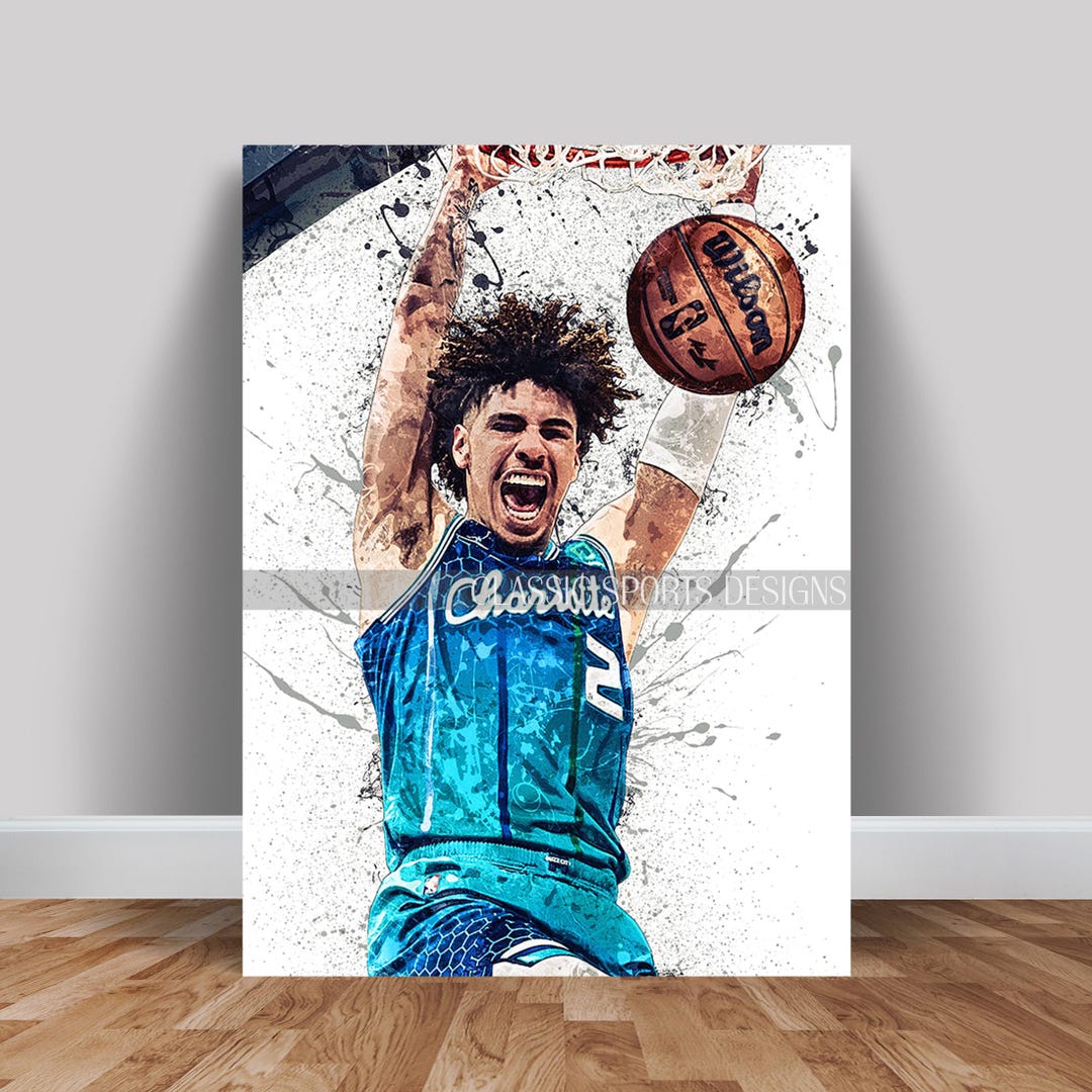Lamelo Ball Poster, Charlotte Hornets, Canvas Wrap, Wall Art Print ...