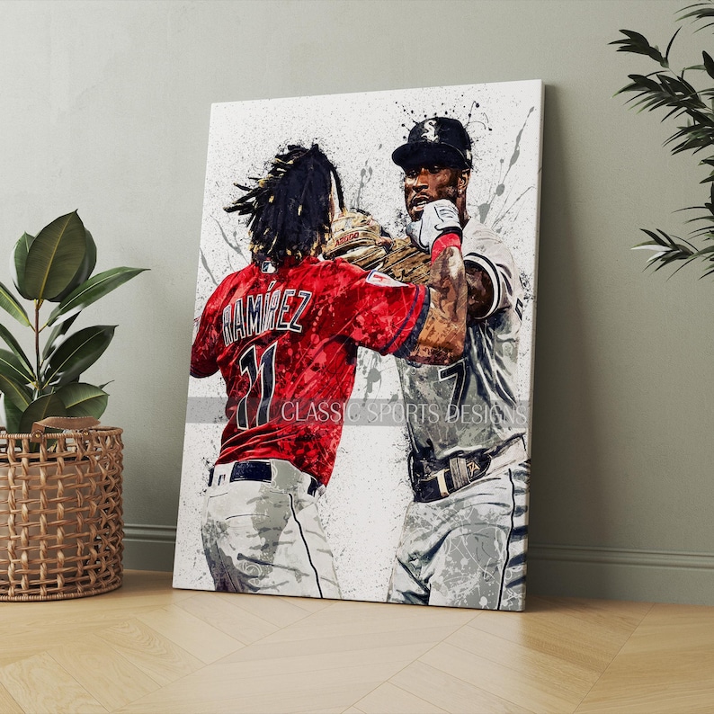 Jose Ramirez Poster, Cleveland Guardians, Punches Tim Anderson, Canvas ...