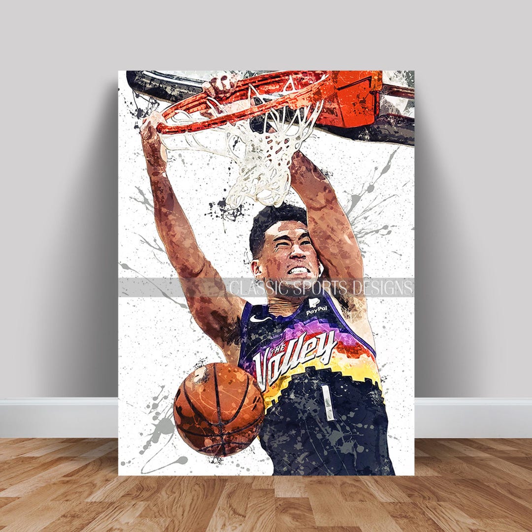 Devin Booker Poster, Phoenix Suns, Canvas Wrap, Wall Art Print, Kids ...