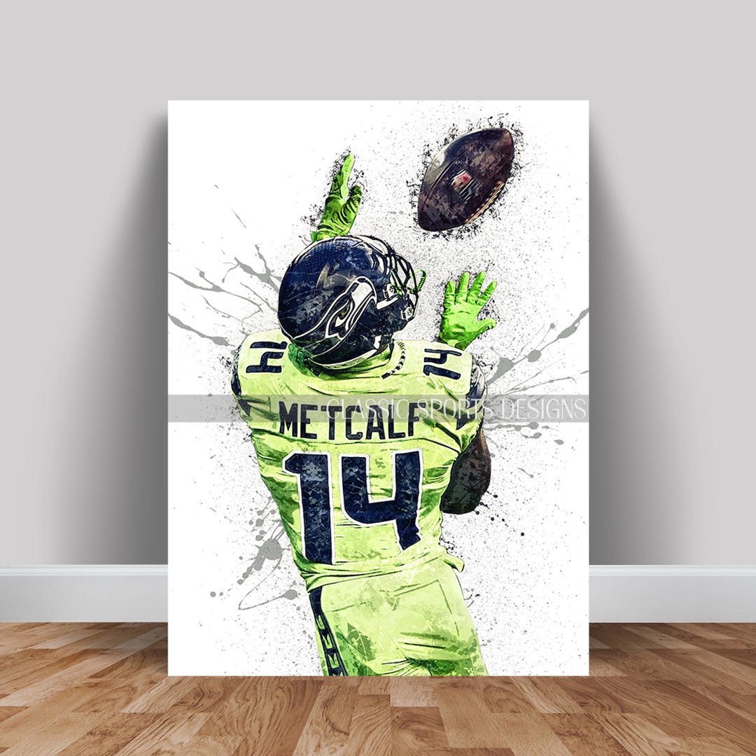 DK Metcalf Poster, Seattle Seahawks, Canvas Wrap, Wall Art Print, Kids ...
