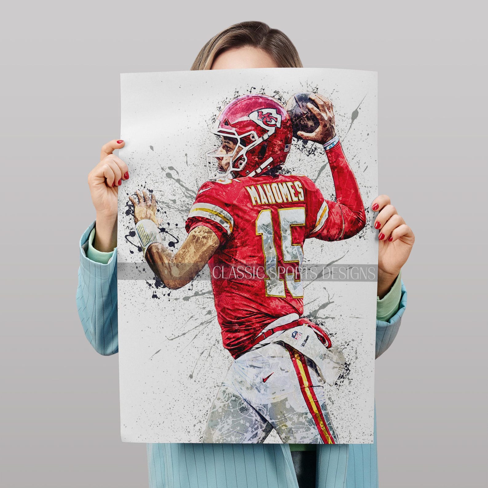 Patrick Mahomes Poster, Kansas City Chiefs, Canvas Wrap, Wall Art Print ...