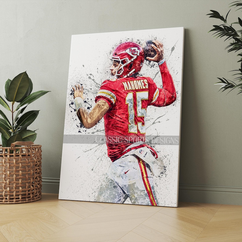 Patrick Mahomes Poster, Kansas City Chiefs, Canvas Wrap, Wall Art Print ...