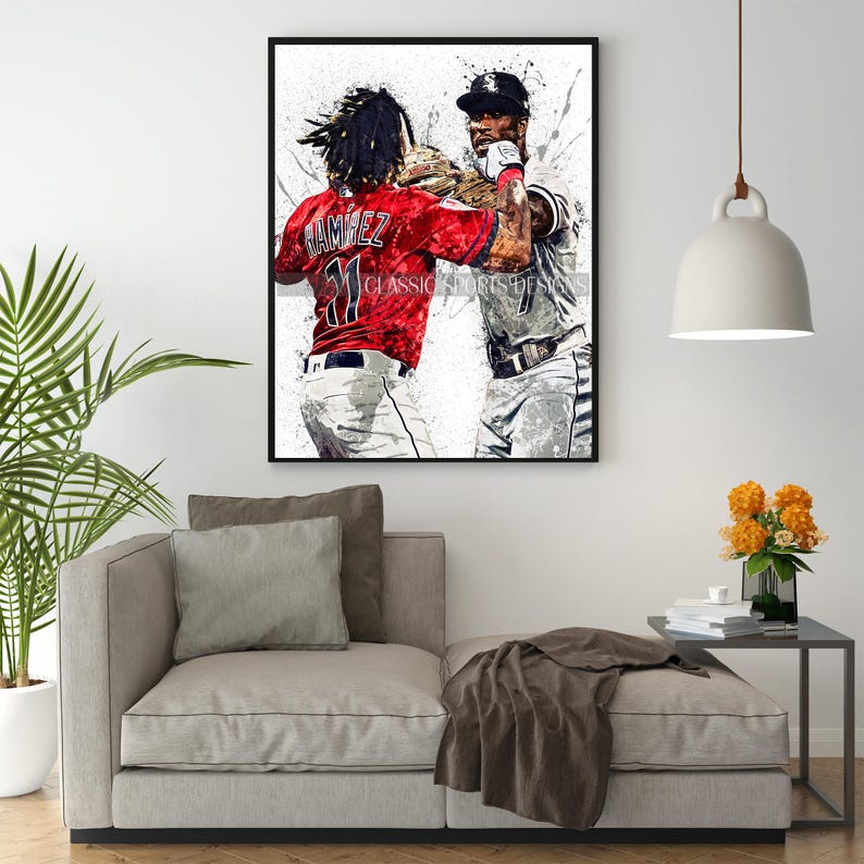 Jose Ramirez Poster, Cleveland Guardians, Punches Tim Anderson, Canvas ...