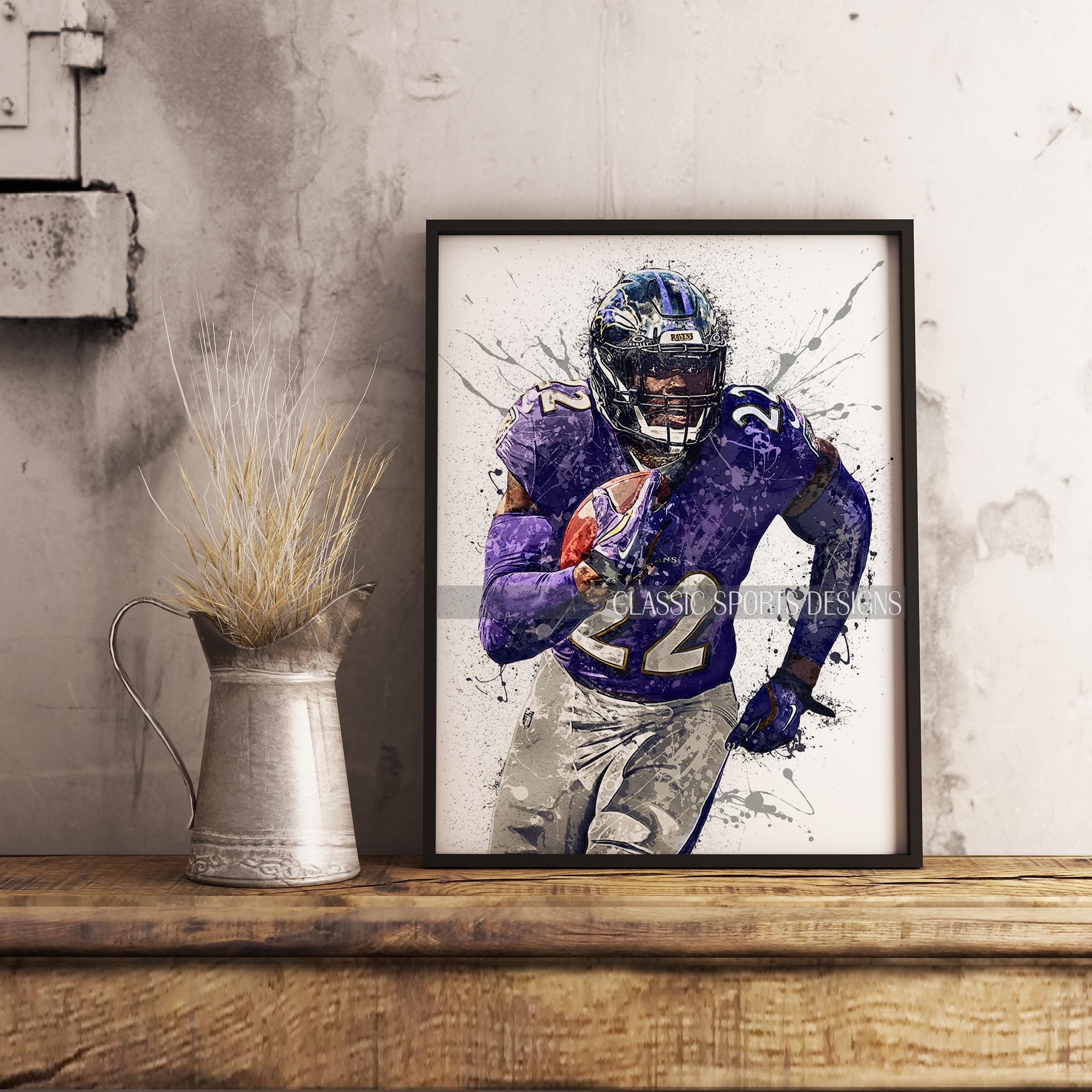 Derrick Henry Poster, Baltimore Ravens, Canvas Wrap, Wall Art Print ...
