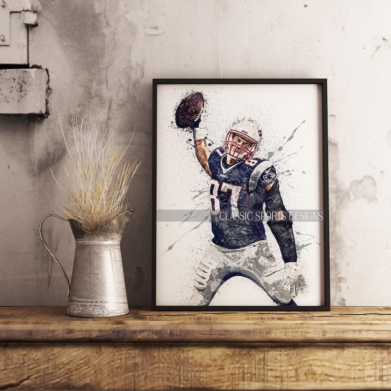 Rob Gronkowski Poster, New England Patriots, Canvas Wrap, Wall Art ...