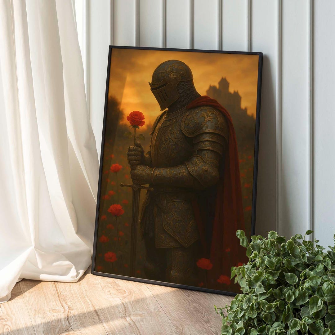 Medieval Knight Rose Poster, Knightcore Print, Medieval Core, Dark ...