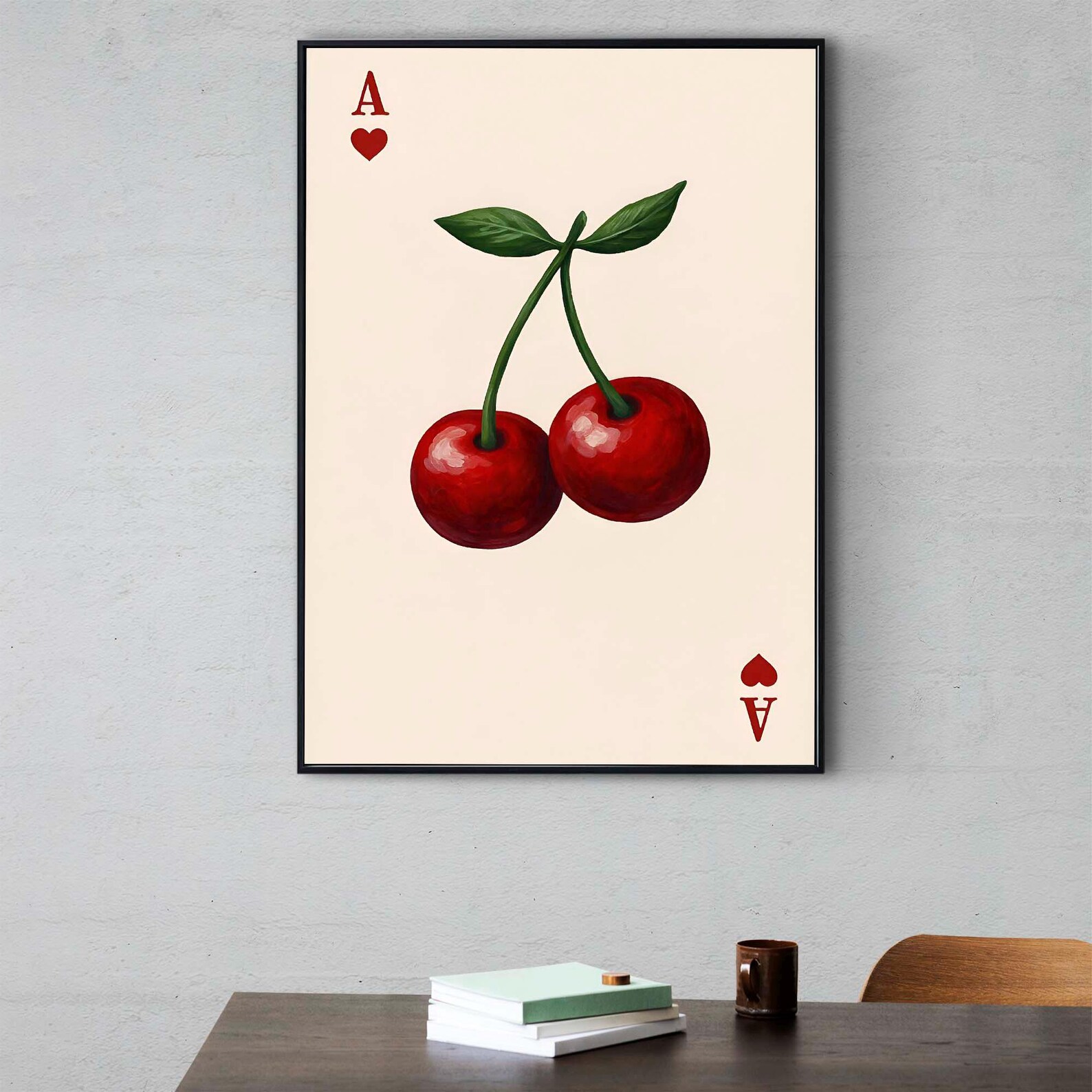 Retro Ace Card Print, Cherry Poster, Playing Card Poster, Aesthetic Ace ...