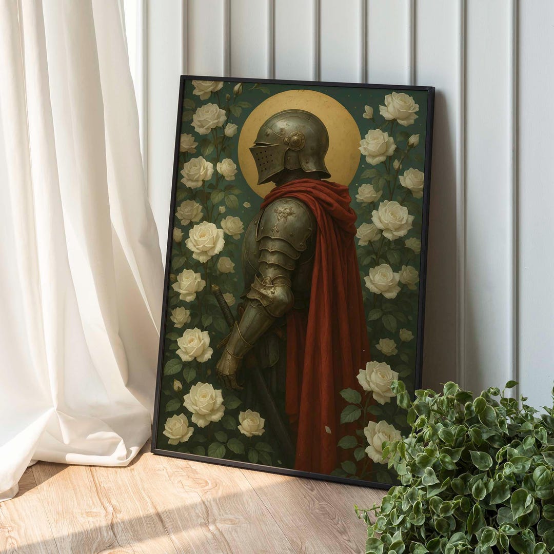 Medieval Knight Flower Poster, Knightcore Print, Medieval Core, Dark ...