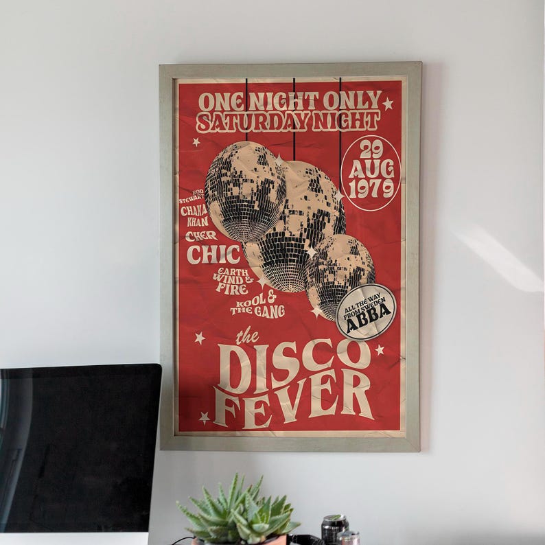 Disco Fever Poster, Disco Balls Prints, Retro Disco Balls, Funky ...