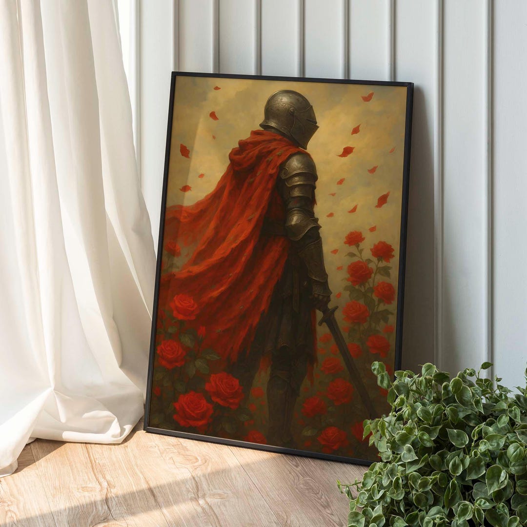 Medieval Rose Knight Poster, Knightcore Print, Medieval Core, Dark ...