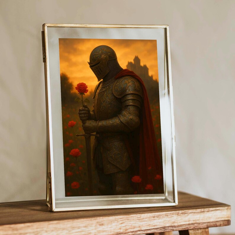 Medieval Knight Rose Poster, Knightcore Print, Medieval Core, Dark ...