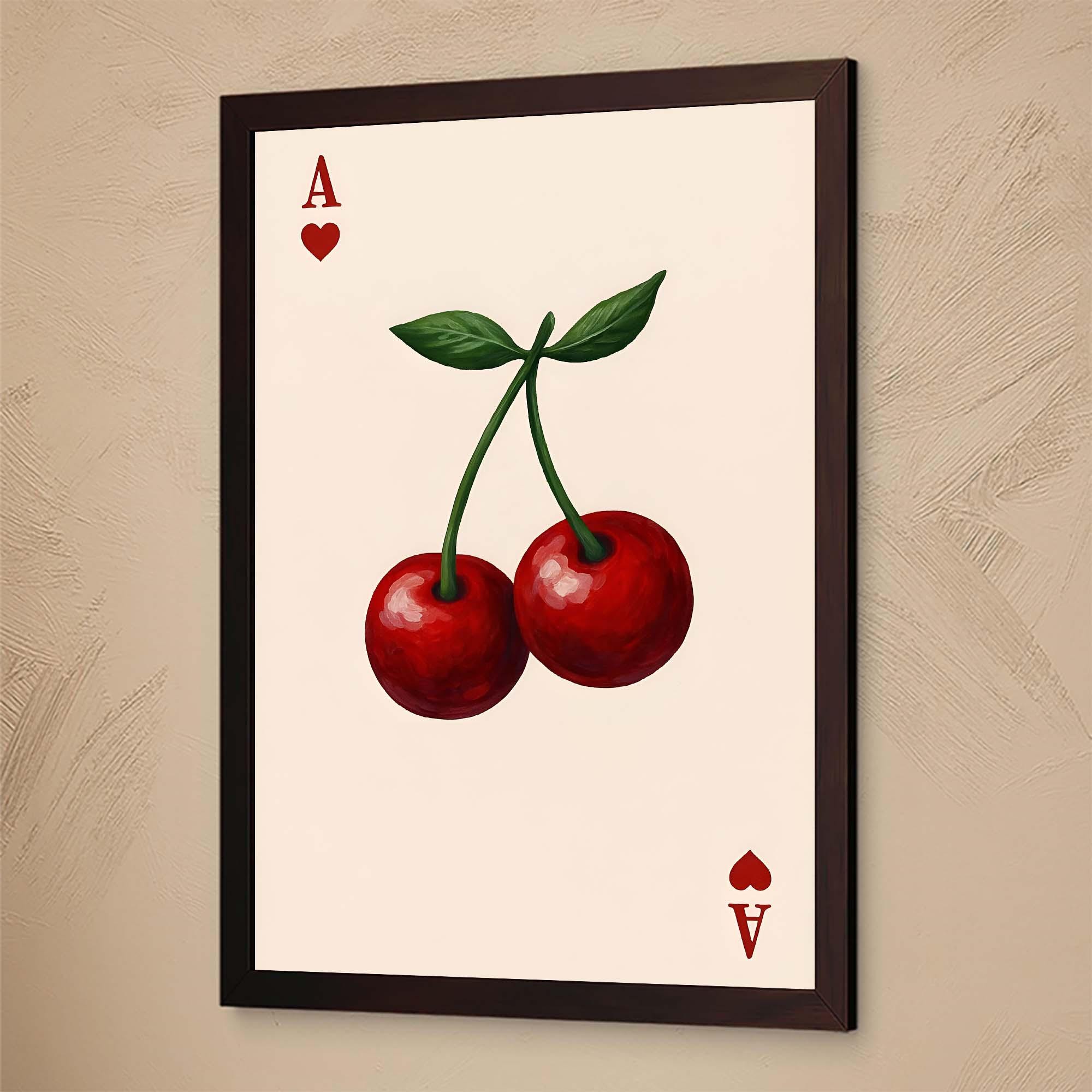 Retro Ace Card Print, Cherry Poster, Playing Card Poster, Aesthetic Ace ...