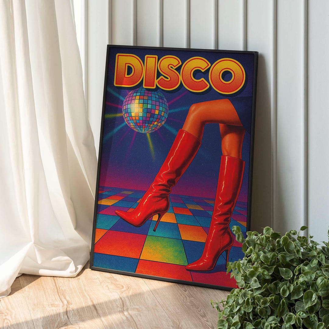 Disco Poster, Retro Wall Art, Disco Ball Poster, Vintage Party Print ...