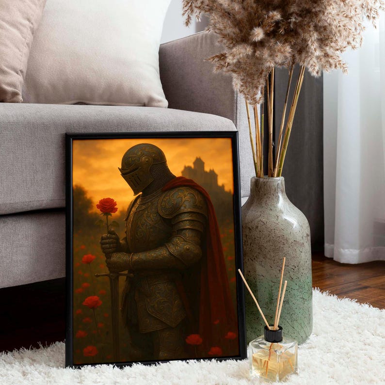 Medieval Knight Rose Poster, Knightcore Print, Medieval Core, Dark ...