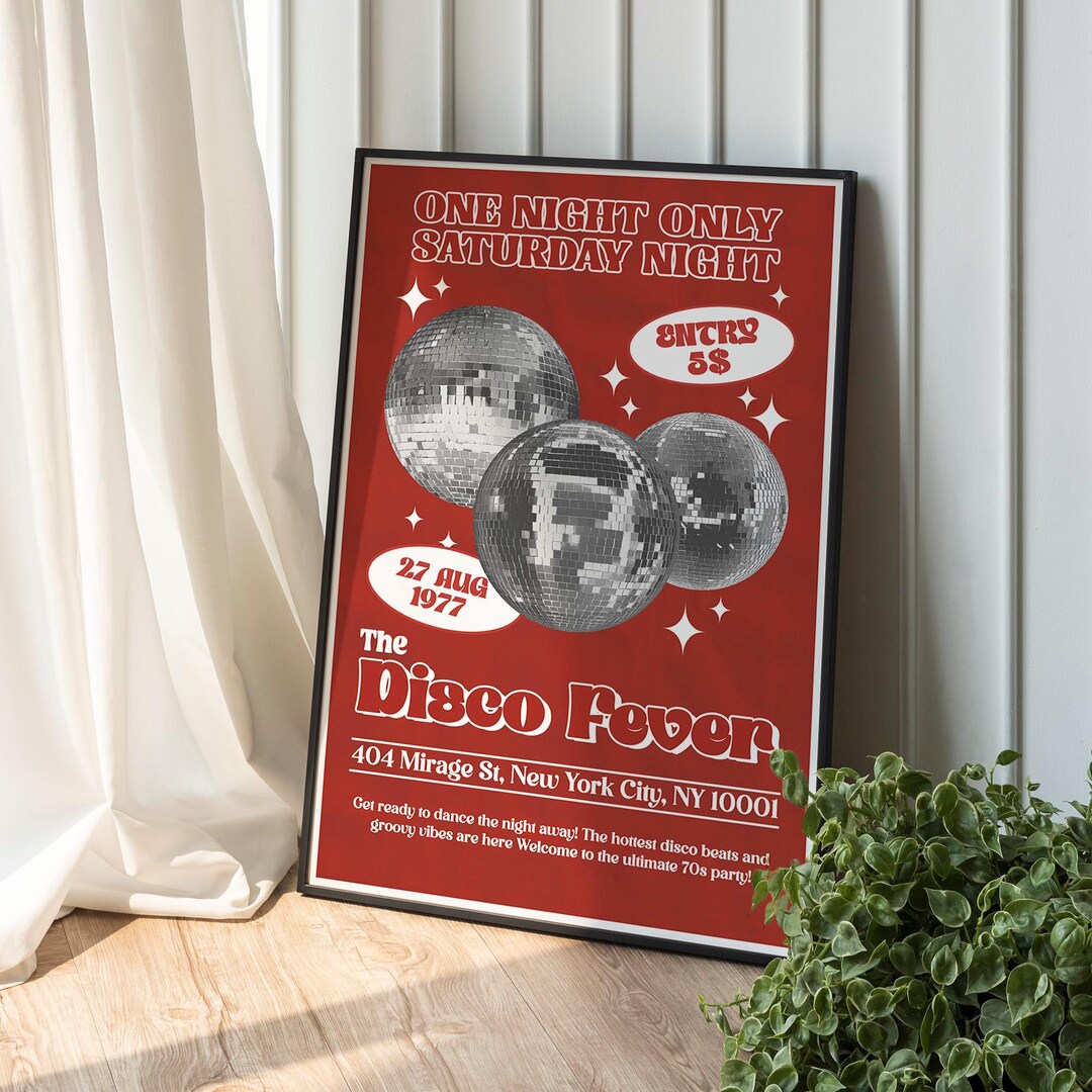 Retro Disco Fever Poster, Disco Printe, 70s Aesthetics, Wall Art ...