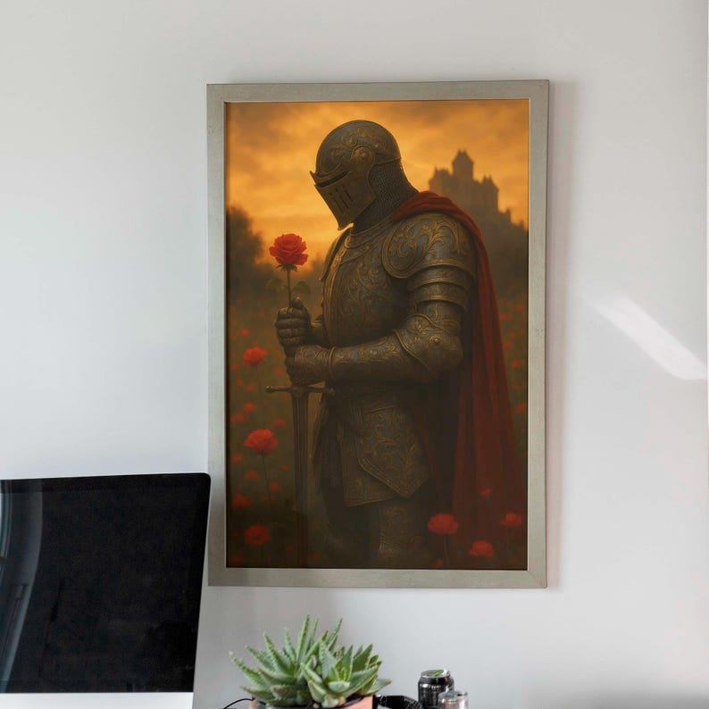 Medieval Knight Rose Poster, Knightcore Print, Medieval Core, Dark ...