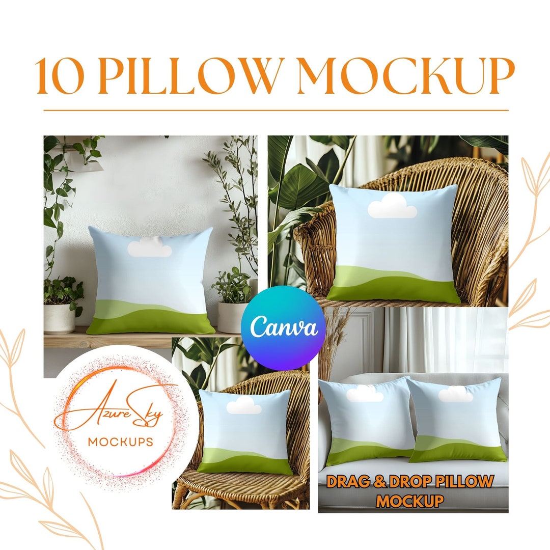Pillow Mockup Canva Template - Editable Throw Pillow Designs for Home ...