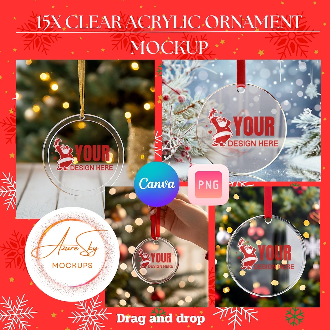 Clear Acrylic Ornament Mockup for Canva - Editable Transparent ...