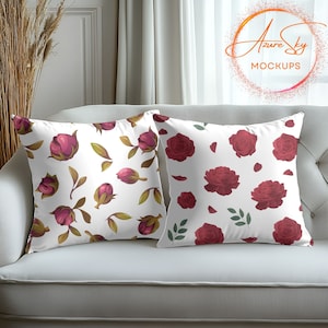 Pillow Mockup Canva Template - Editable Throw Pillow Designs for Home ...