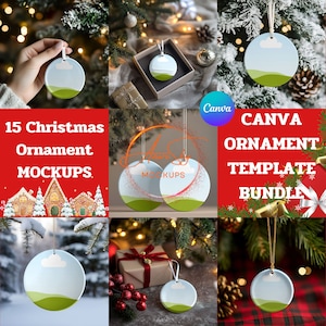 Ornament Mockup Canva Template - Drag & Drop Round Christmas Display ...