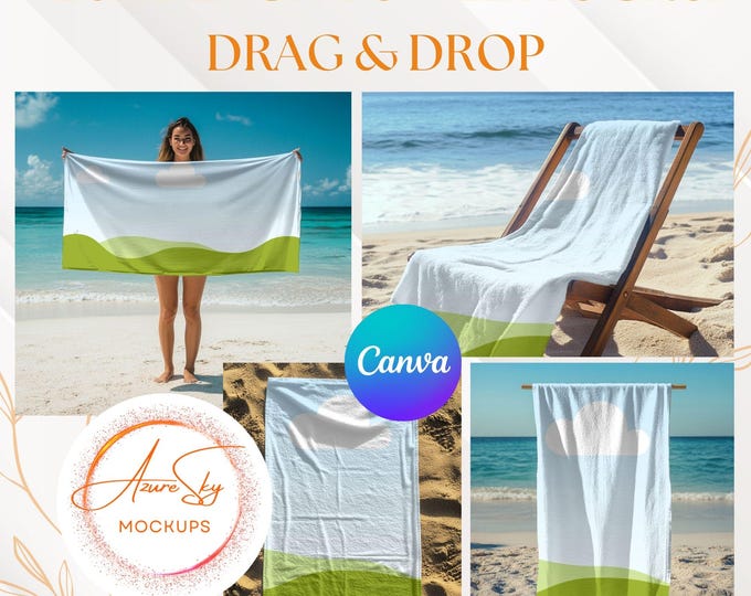Beach Towel Mockup, Hotel Logo Mockup, Realistic Mockup, Logo Branding ...
