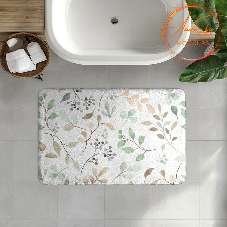 Bathroom Rug Mockup Bundle for Canva - Editable Interior Floor Mat ...