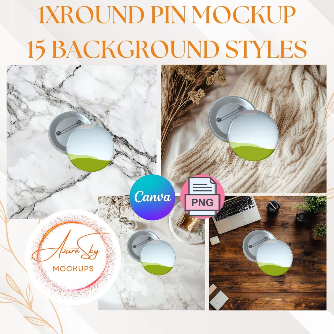 Round Pin Button Mockup Canva Template – Editable Circle Pin Design for ...