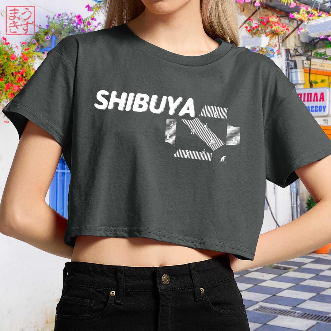 Shibuya Scramble Illustration Crop Top Tee: Tokyo Iconic Crosswalk ...