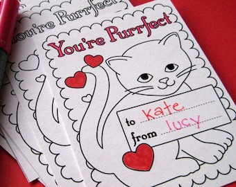 Printable Puppy Valentines to Color | Etsy