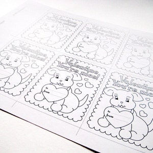Printable Puppy Valentines to Color - Etsy