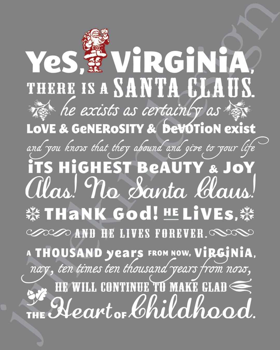 PRINTABLE Yes Virginia PDF 8x10 - Etsy