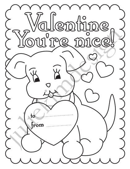 Printable Puppy Valentines to Color - Etsy