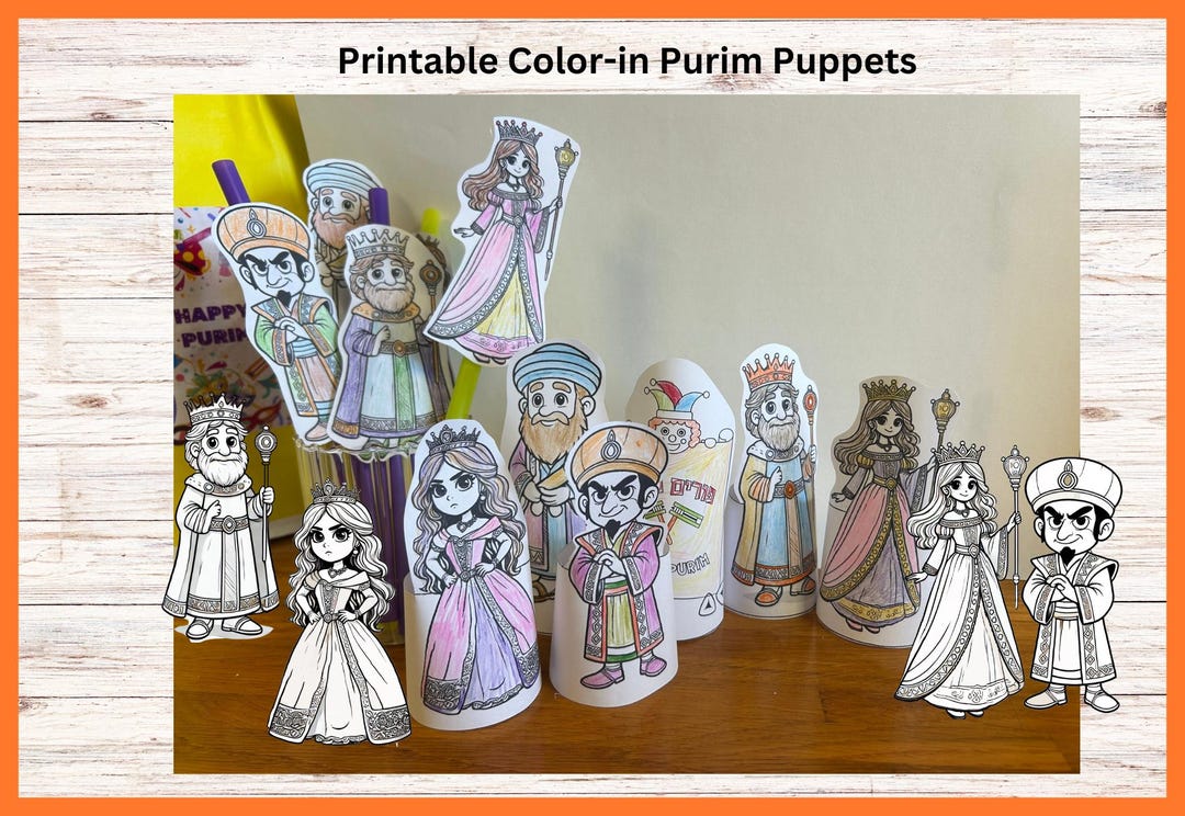 Purim Puppets – DIY Megillat Esther Craft | Cut, Color & Assemble - Etsy