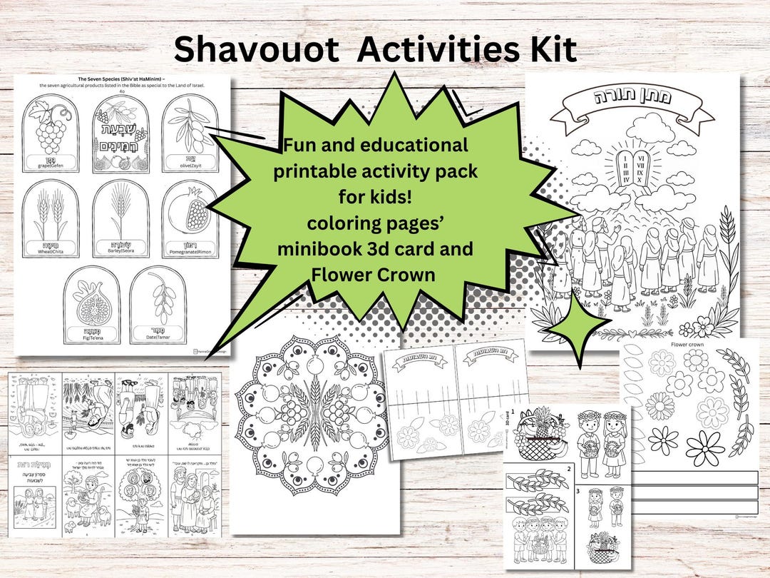 Shavuot Coloring Pages for Kids - Printable - Etsy