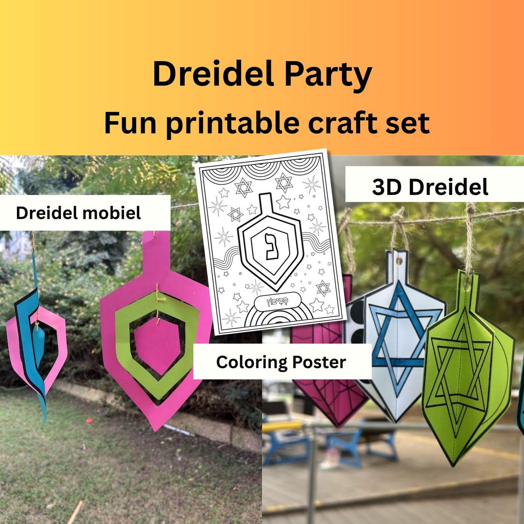 Hanukkah Craft Kit – 3D Dreidel Mobile & Coloring Poster (PDF) - Etsy
