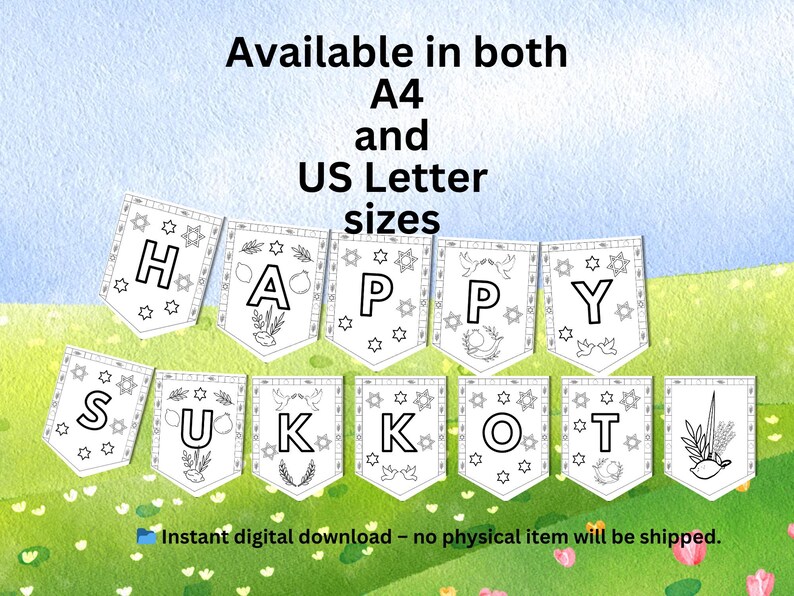 Happy Sukkot Garland Craft. Printable Banner for Classroom or Sukkah ...