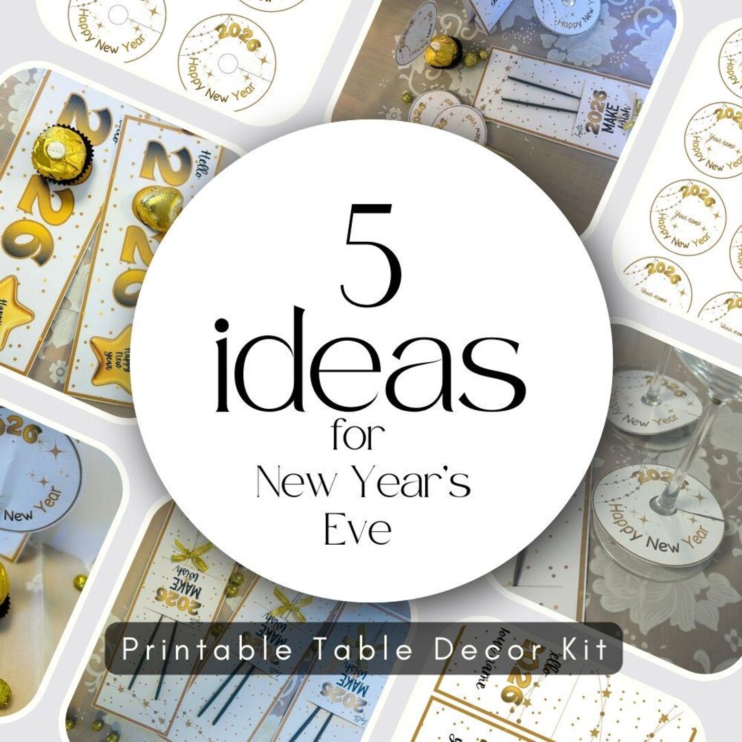 New Year’s Eve Printable Table Decor Kit – Editable in Canva - Etsy