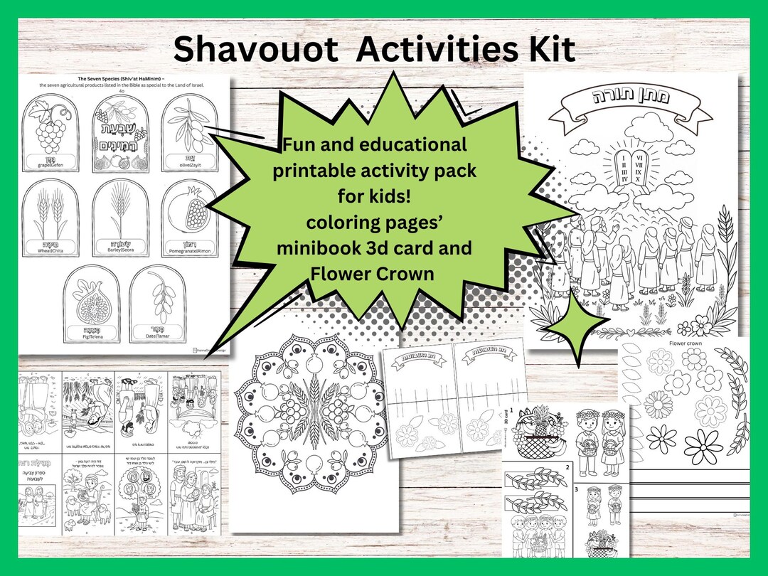 Shavuot Coloring Pages for Kids - Printable - Etsy
