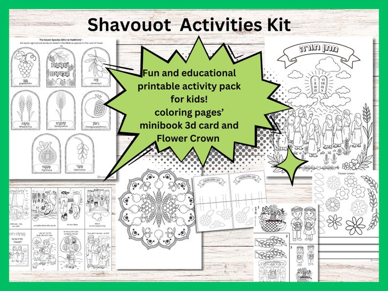 Shavuot Coloring Pages for Kids - Printable - Etsy