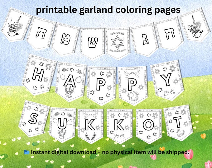 Sukkot Paper Chains Templates Set of 3-sukkah Decorations-flower of ...