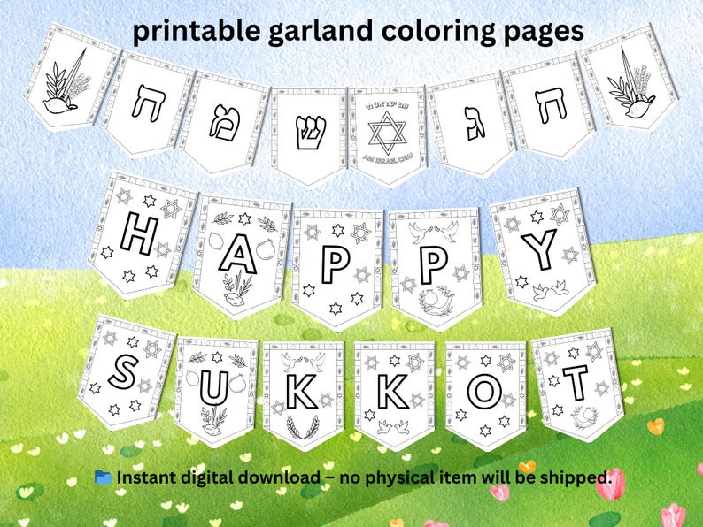 Happy Sukkot Garland Craft. Printable Banner for Classroom or Sukkah ...