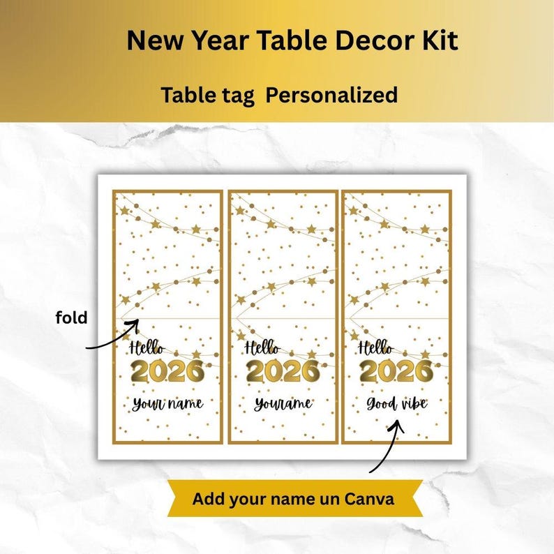 New Year’s Eve Printable Table Decor Kit – Editable in Canva - Etsy