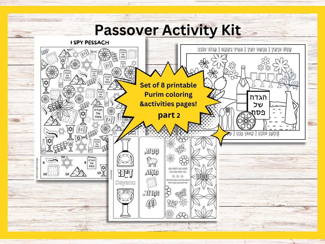 Passover Activity Pack PDF | I Spy Pesach, Coloring Pages & Four Sons ...