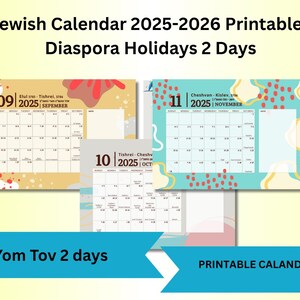 Jewish Calendar 5786-5785 Printable PDF, Hebrew English Wall Art, Sept ...