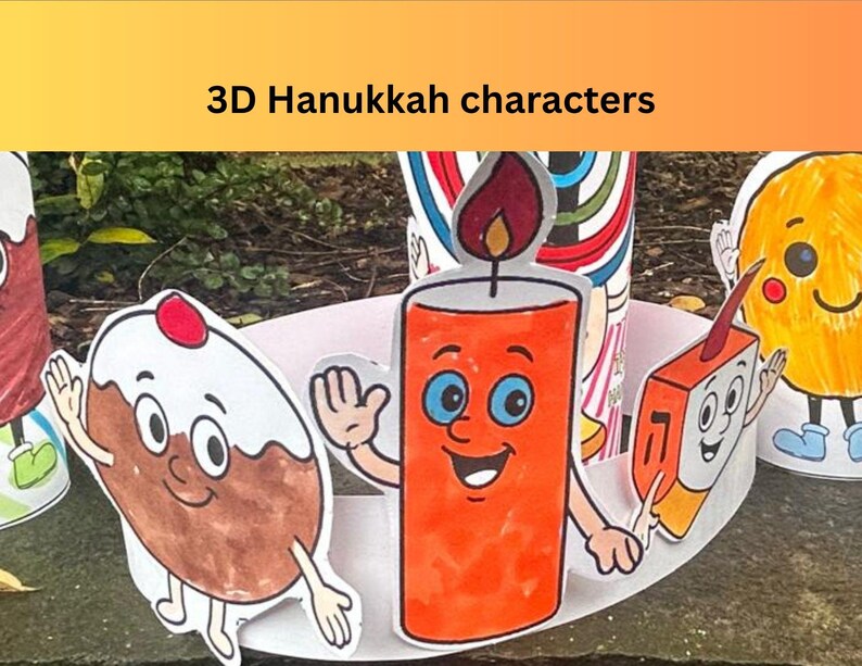 Hanukkah 3D Paper Crafts & Crown Template Printable Coloring Kit for ...