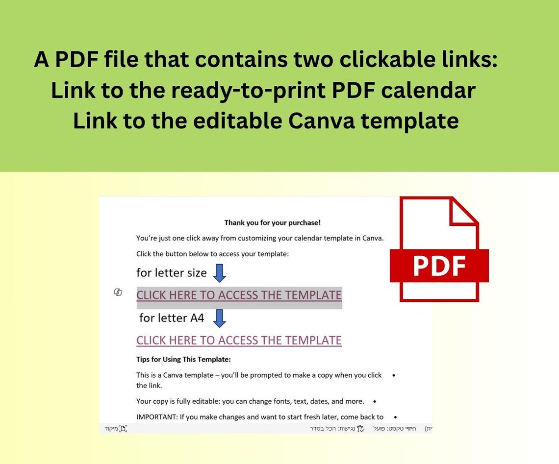 Jewish Calendar 2025-2026 Printable, Editable Canva Template, Jewish ...