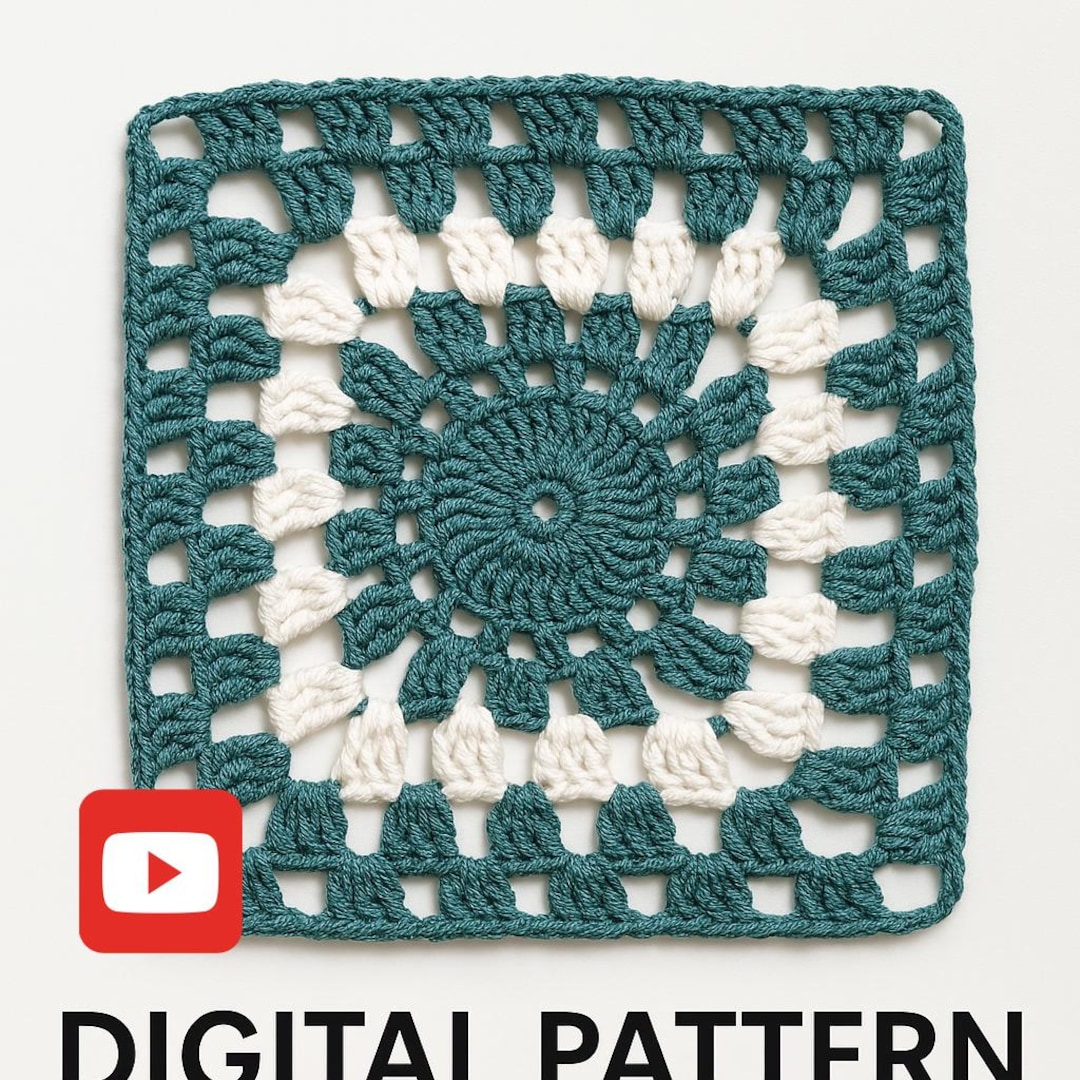 Large Granny Square, Big Crochet Granny Square, Video Tutorial and ...